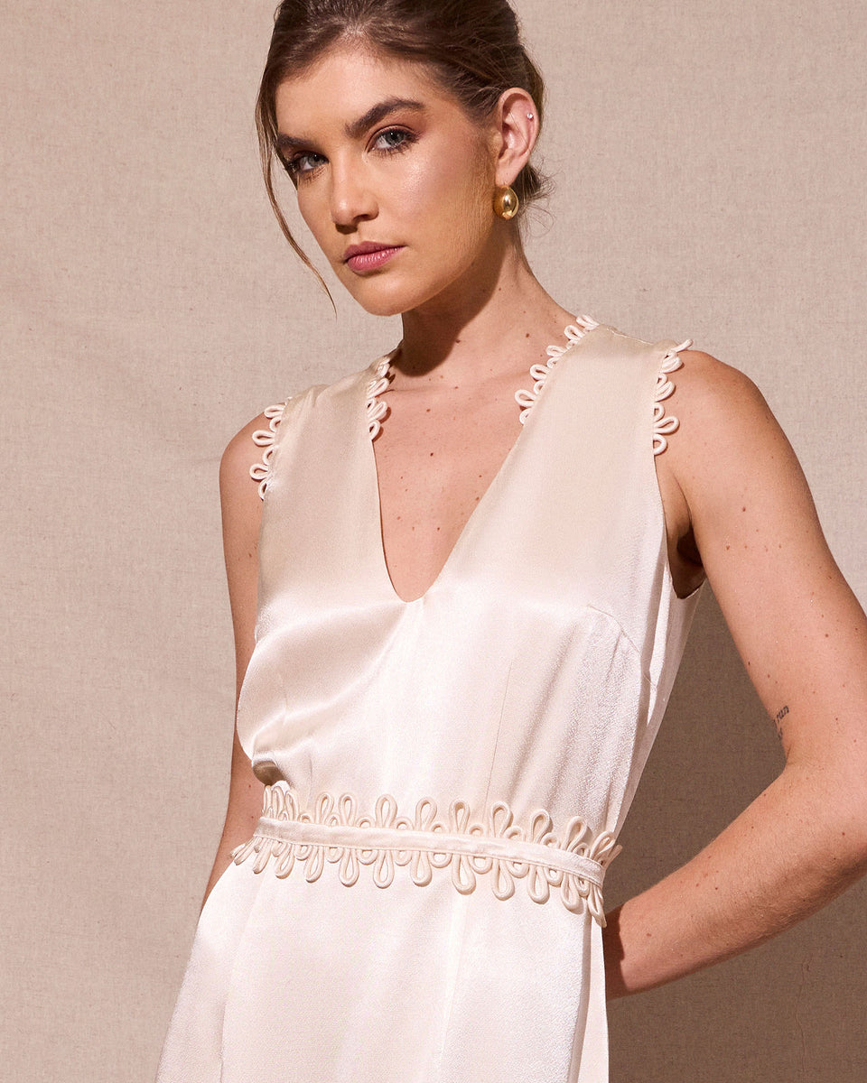 Vestido Longo Design Rolotês - Amarelo Acetinado - Hand Lace – HAND LACE